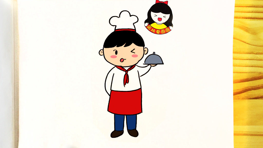 五一劳动节人物简笔画,学画厨艺精湛的厨师,可以画在手抄报上哦