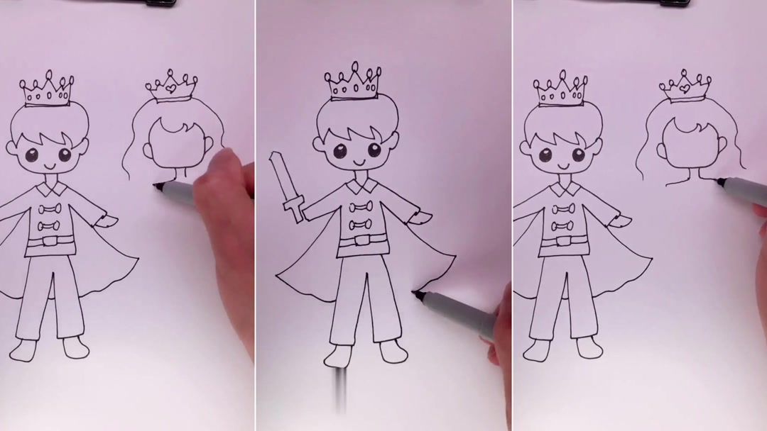 简笔画 可爱王子和公主