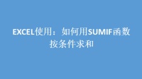 EXCEL函数使用: 如何用SUMIF函数按条件求和