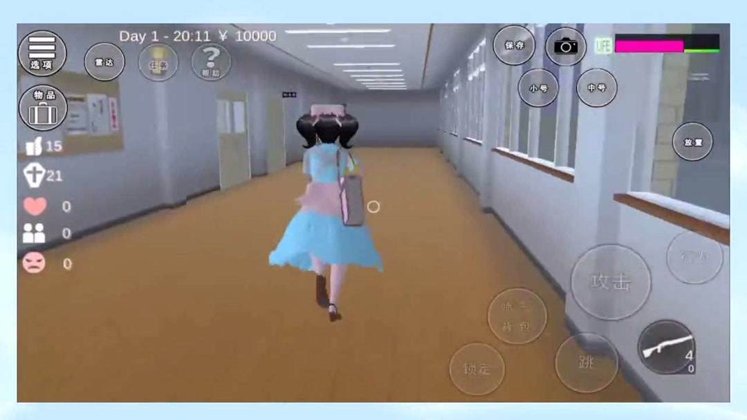 樱花校园模拟器:我一个人大战学校三楼的铜人和雕像!