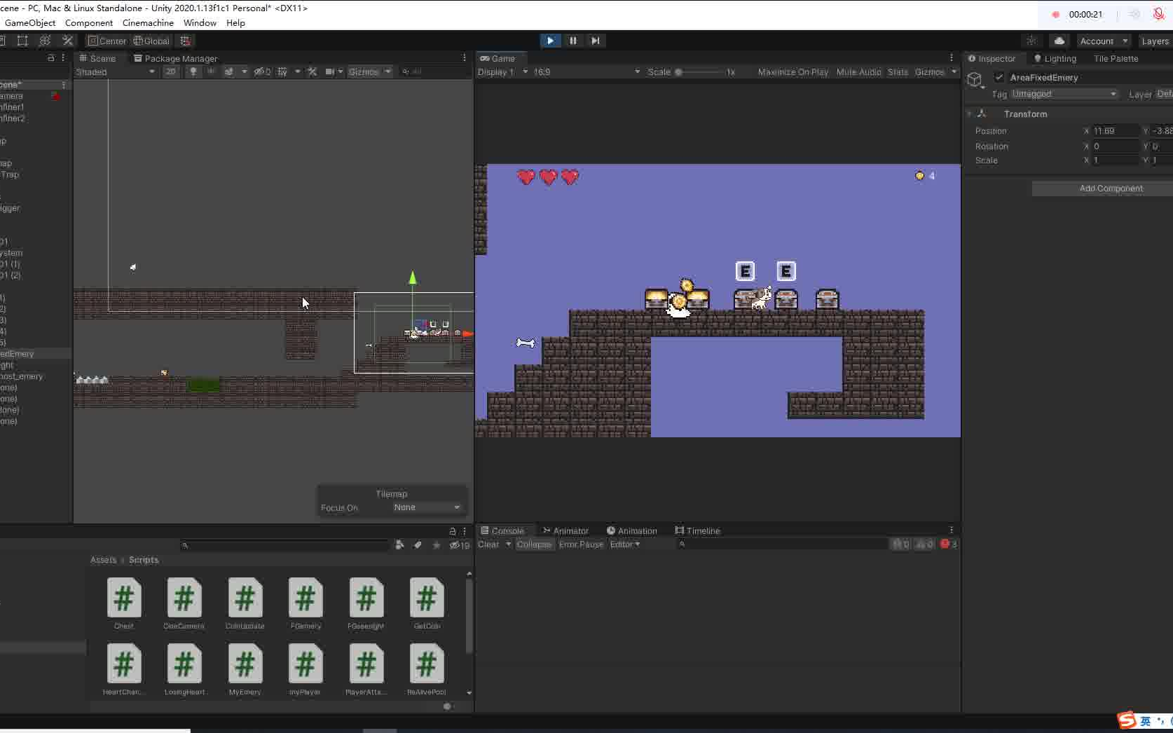 【unity2D游戏】自作跟踪型敌人12/25