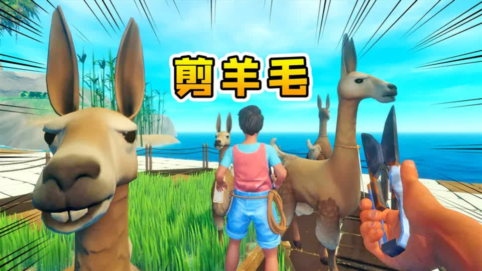 木筏求生联机212:打工第二天,我们的任务是给羊驼剪毛
