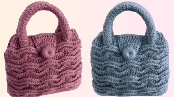 钩针编织美观时尚的女生手提包,简单易学,赶紧学起来吧
