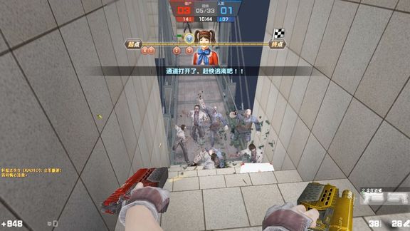 CSOL生化大逃杀捡起场景中的武器跟着大部队一起跑被超多僵尸追!