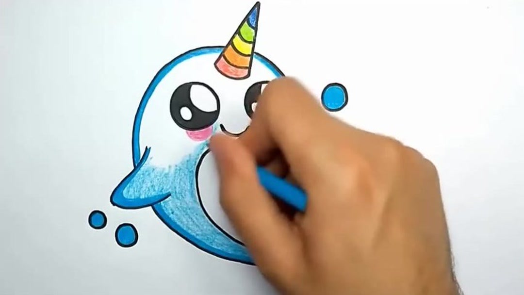 趣味简笔画:画可爱小海豚