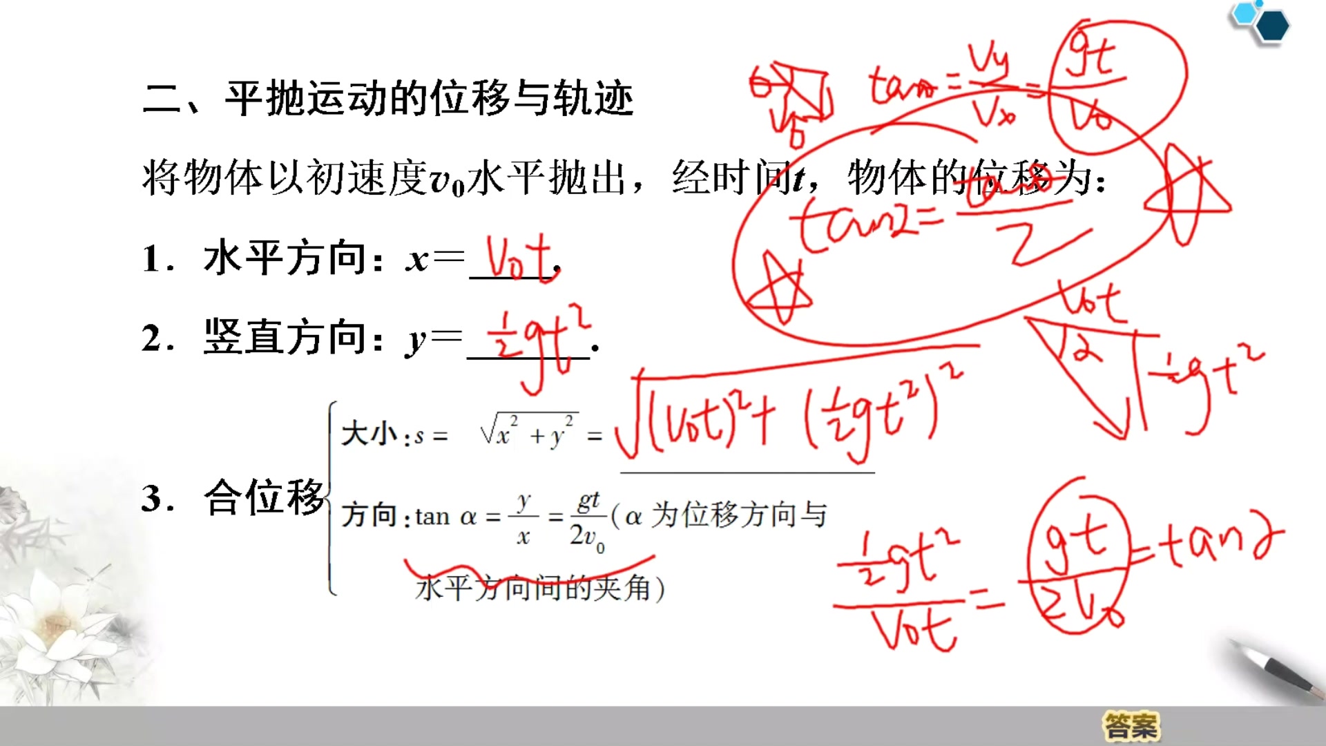 5.4抛体运动的规律习题1——基础知识小练