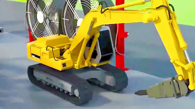 挖掘机、皮卡车、自卸车、救护车、英文益智动画