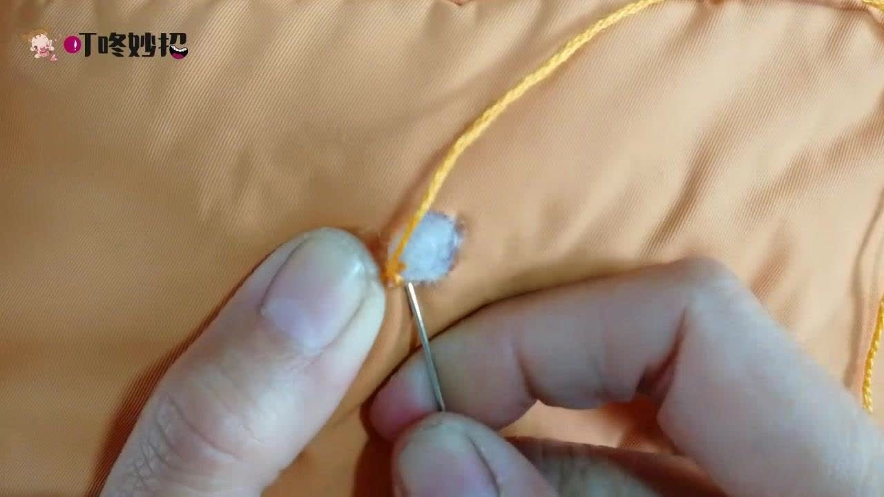 棉服破洞修补针法,不同颜色的线男女老少皆宜,简单实用