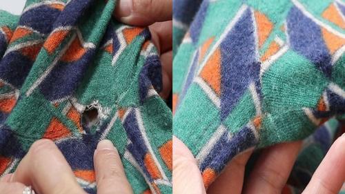 多种花色衣服破洞不好织补,阿香用简单的办法轻松配线,无痕织补