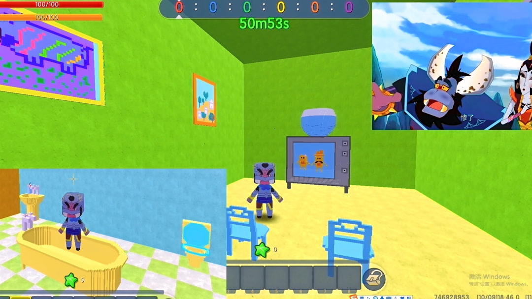 迷你世界:蝎子精放学回到家的日常!看完电视就去洗澡了