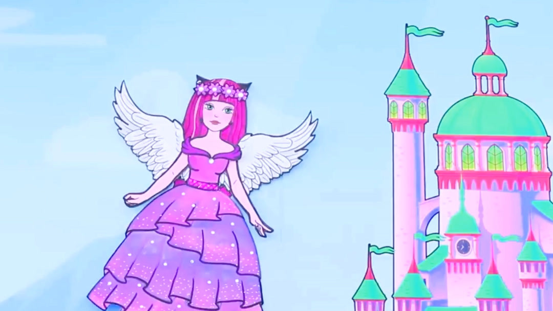 芭比公主的梦幻城堡手工贴纸礼服,创意玩具早教