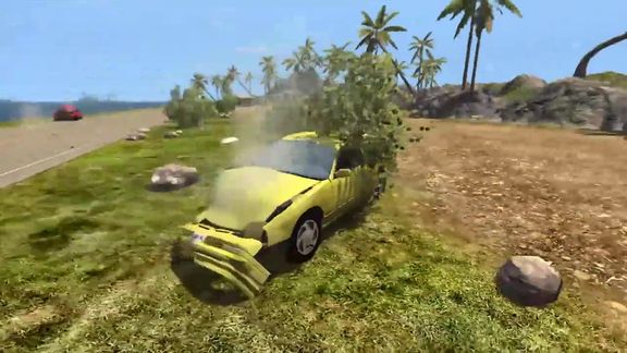 模拟汽车:四辆车同时穿过集装箱,悲剧发生