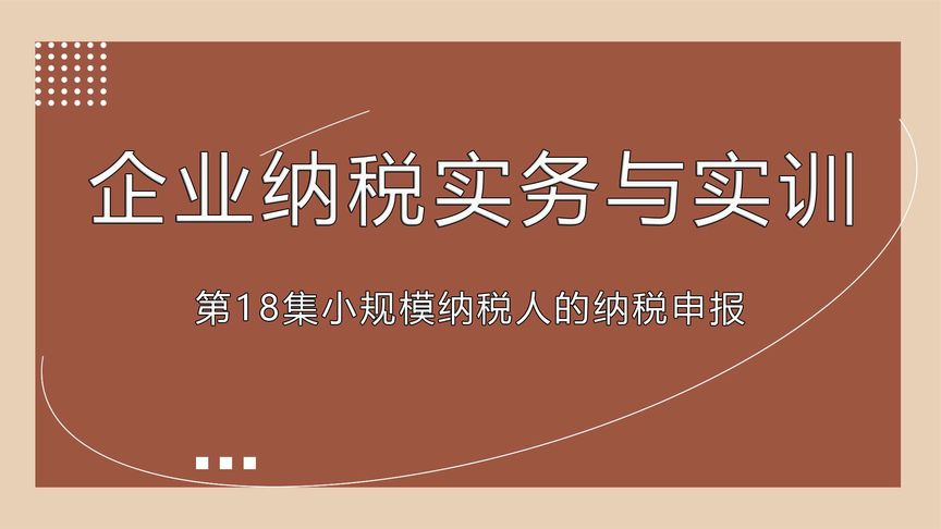 企业纳税实务与实训第18集小规模纳税人的纳税申报