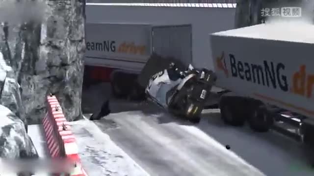 BeamNG模拟汽车卡车车祸碰撞(1)