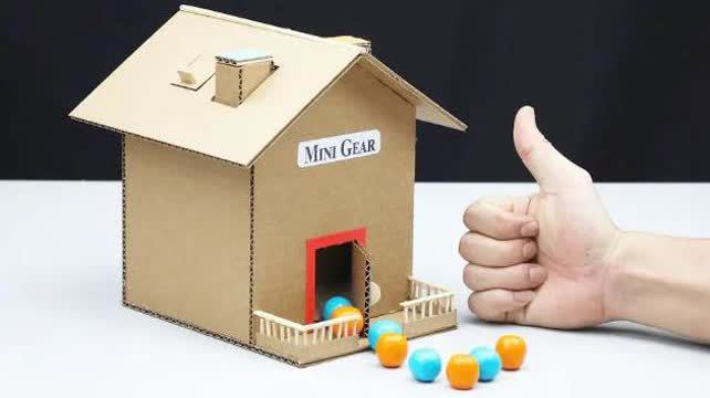 趣味手工DIY,用纸板制作小房子,打开门绝对有惊喜