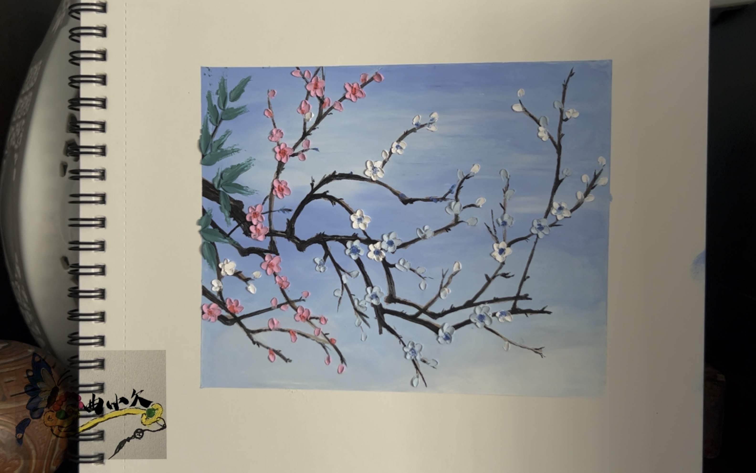 油画棒教程 故宫梅花 博物院藏品临摹 零基础教程