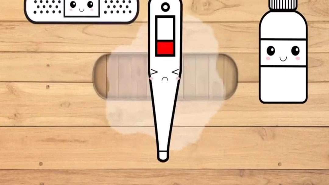 儿童早教动画,给创可贴针管体温计找到影子图案