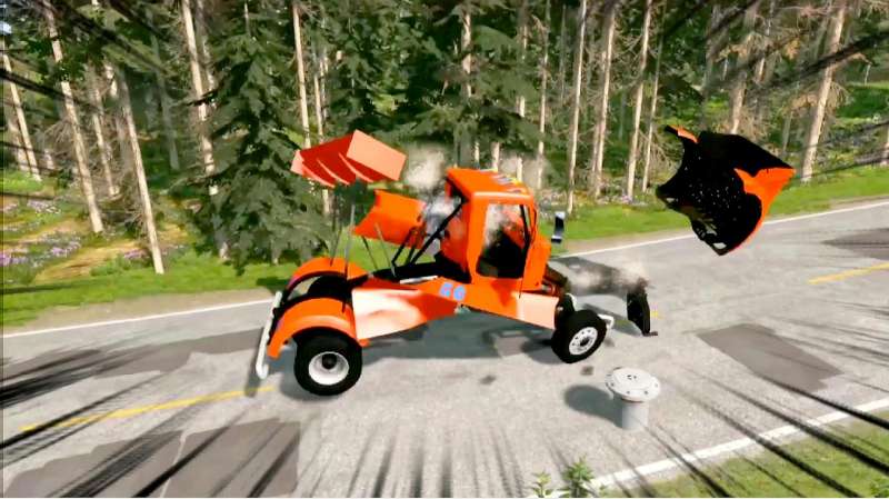 车祸模拟器84 谁把隔离桩放到路中央 卡车司机走神开车直接被撞碎