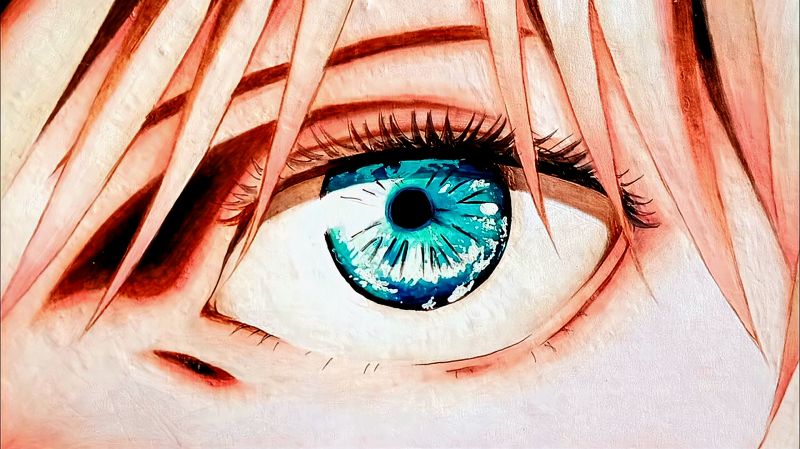 高手演示如何手绘一个漂亮的动漫人物眼睛(咒术回战角色五条悟)