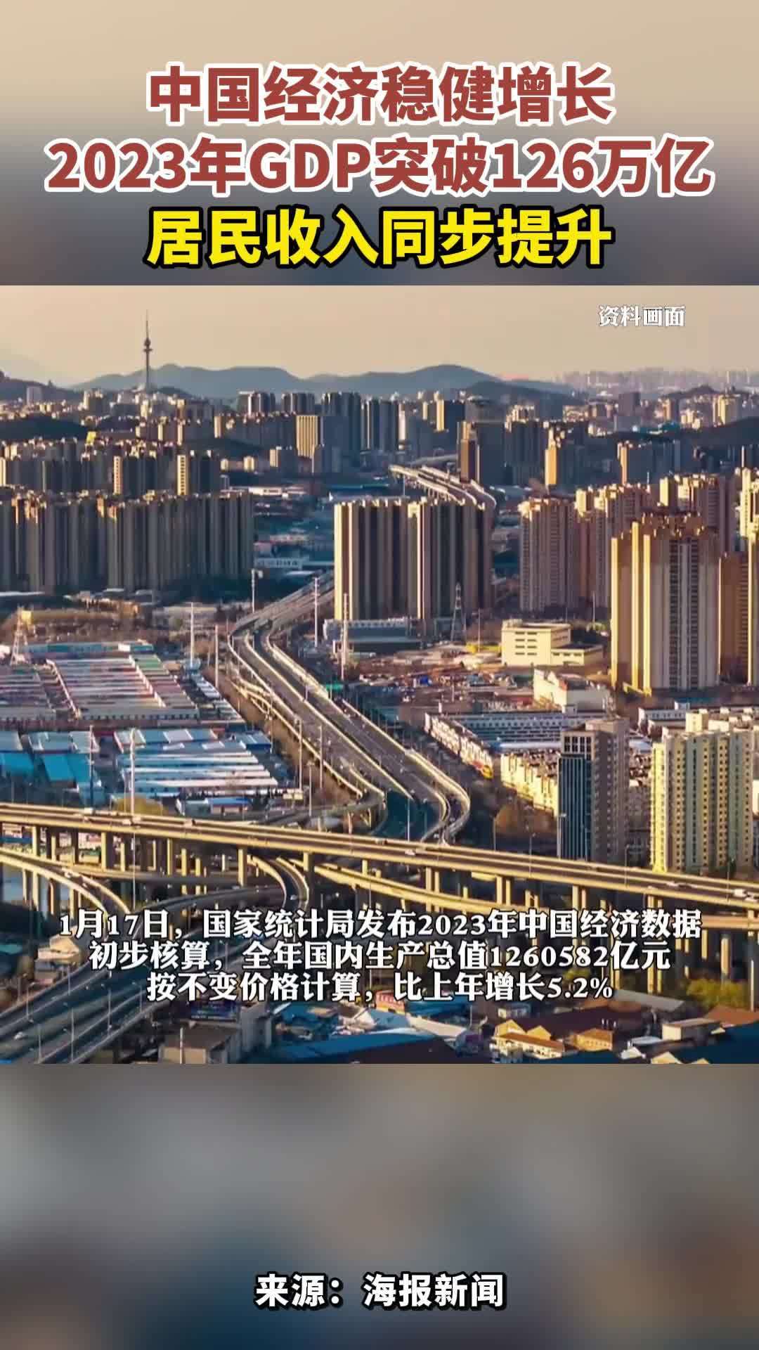 23年中国GDP达126万亿,居民收入同步增长,经济稳健发展