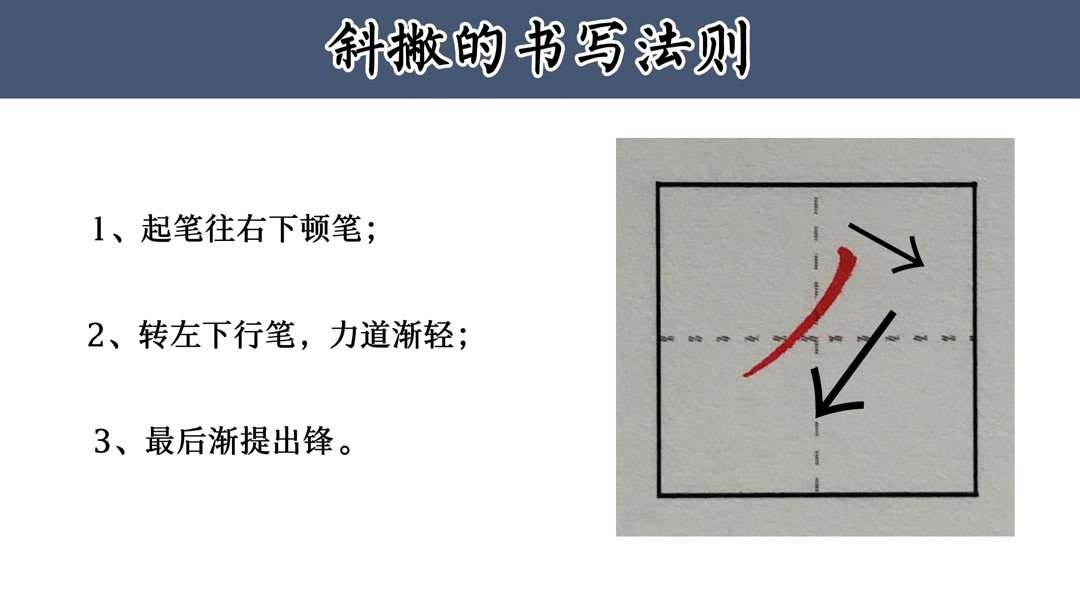 硬笔楷书基础笔画第五节课斜撇