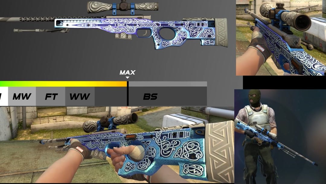 苏哥讲解CSGO:AWP永恒之枪,全磨损展示+外观图案讲解