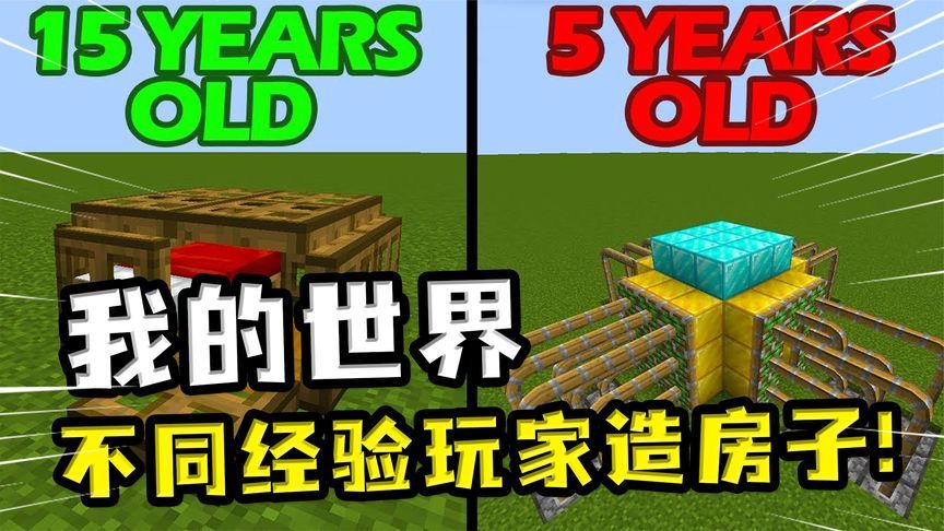 我的世界:不同玩家造房子,十年老玩家用树木和叶子.