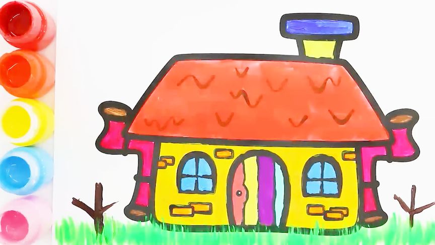 儿童简笔画动画乡村小屋