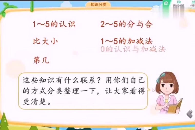 微课堂:新人教版一年级数学上册第三单元复习和整理