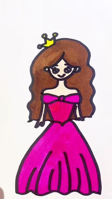 这么可爱的公主,你们喜欢吗简笔画绘画过程跟着学画画人物简笔画.