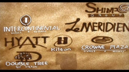 国际酒店管理 宣传沙画