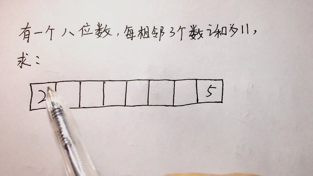 有一个八位数,每相邻3个数之和为11,求下面方框中的数