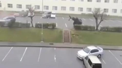 台风有多可怕,汽车直接被吹上天,视频拍下全过程