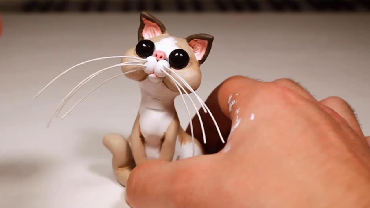定格动画:手工黏土小猫,治愈系动画