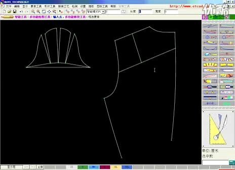 ET服装CAD视频教程打版工具-多边单边分割展开