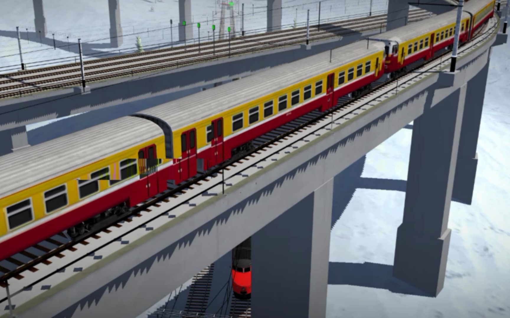 电动火车模拟器:海岸线某立交30分钟过车合集 6倍速