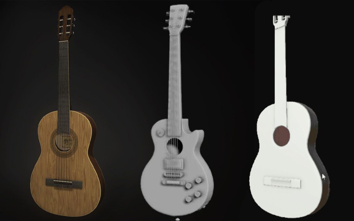 ...制作一把木吉他模型,模型基础布线、卡线讲解,次世代建模全流程教学