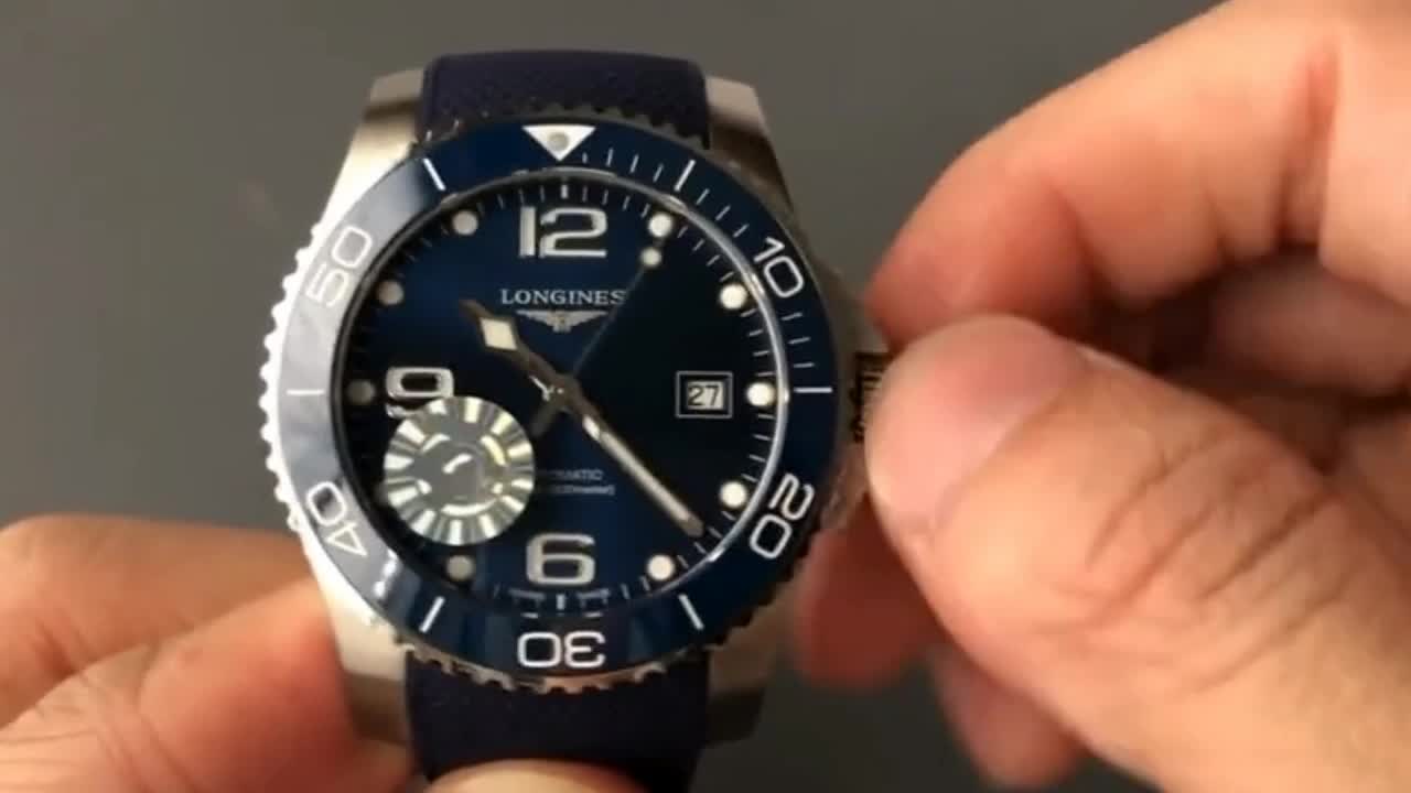 ...ZF浪琴运动系列康卡斯机械手表 怎么上发条调时间日历 使用方法教程