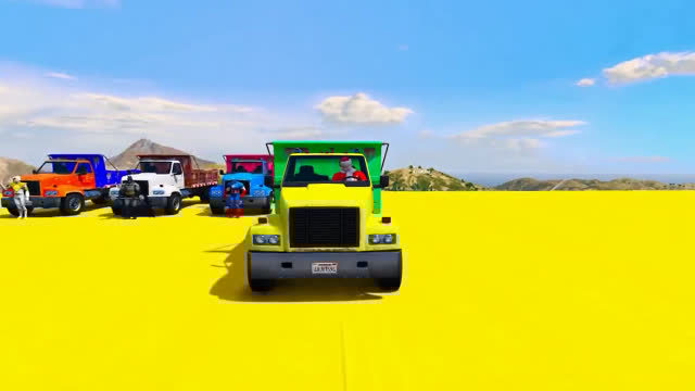 儿童益智动画美国队长VS圣诞老人开卡车闯关比赛