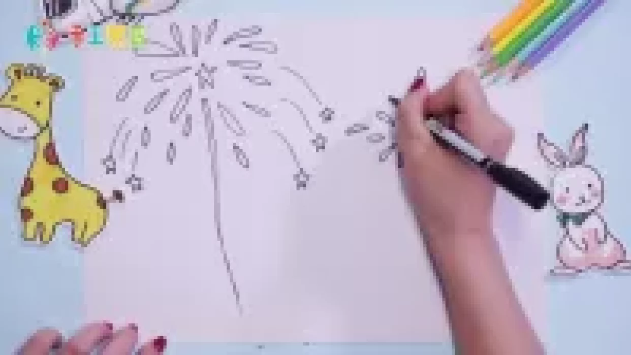 五彩的烟花图片如何去画呢?简笔画教你这样简单还好看