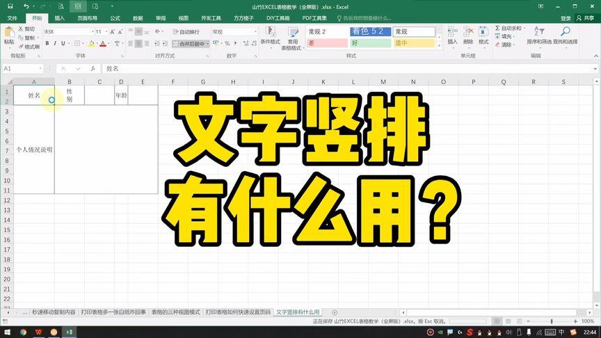 Excel文字竖排有什么用?