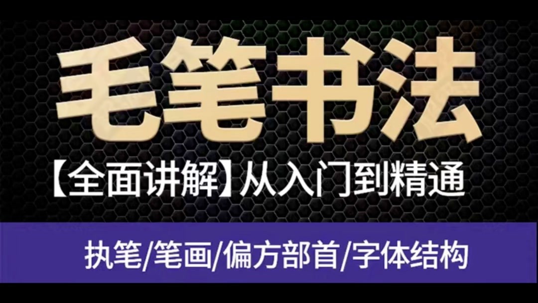 毛笔书法视频教程练字行书楷书隶书草书初学者零基础入门教学课程