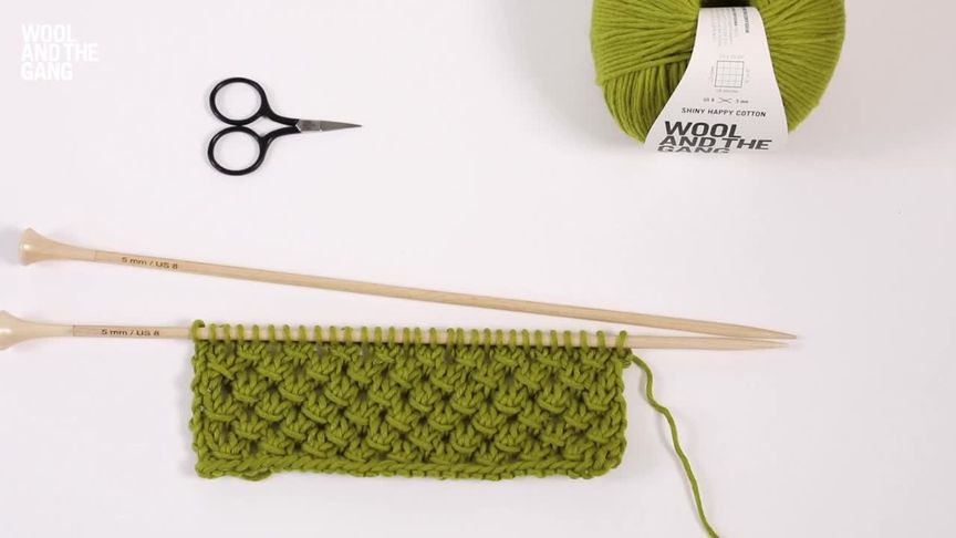 棒针花样编织教程:开结针法 Open Knot Stitch