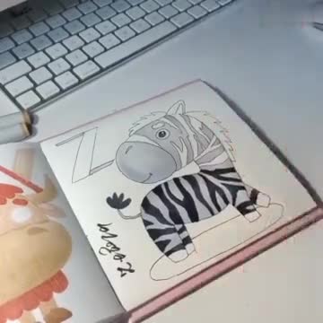 少儿美术:马克笔手绘,一起画一张Q版斑马吧!喜欢上Q版小动物!