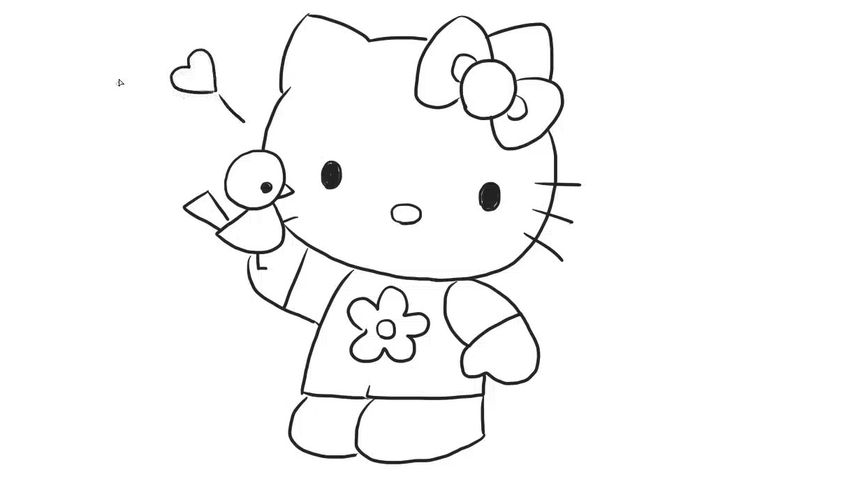 可爱的凯蒂猫幼儿亲子简笔画 宝宝轻松学画画