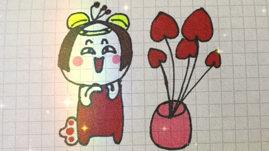 可爱的女孩白小嘟简笔画 可做手抄报图片 手账花边