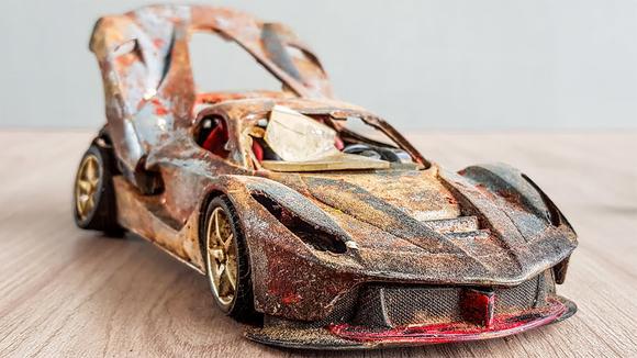 小伙艺高人胆大,如此破旧的跑车模型翻新完简直爱不释手