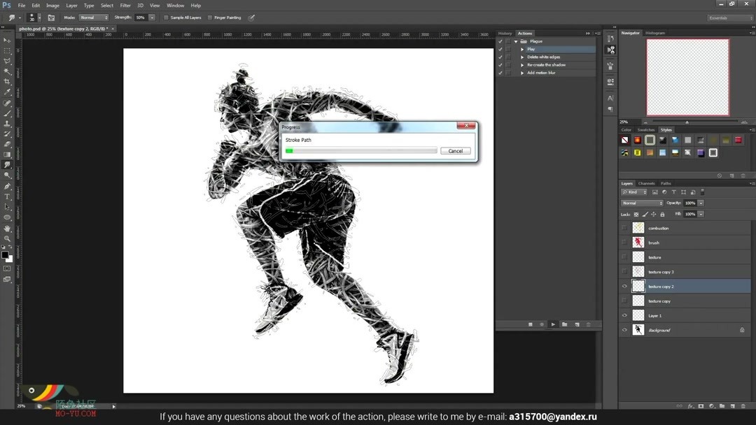 制作钢丝缠绕人物木炭燃烧效果PS动作教程