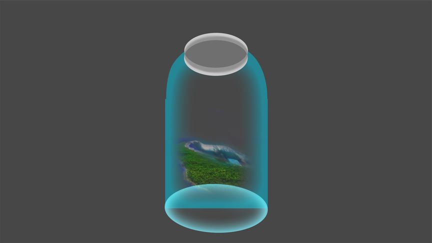 PS教程 PS绘制透明瓶子与海底合成