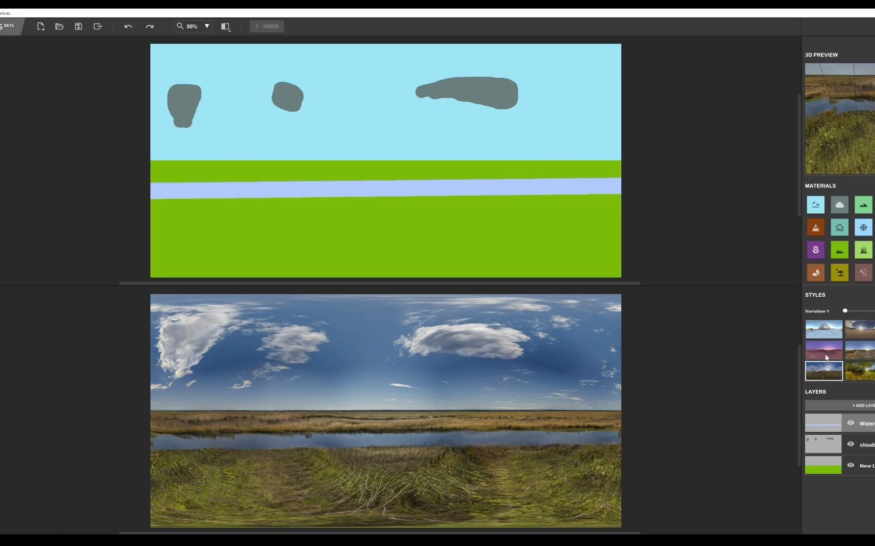 Nvidia Canvas软件绘制360°全景图